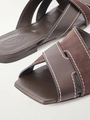 TOD'S Suede And Leather Slides