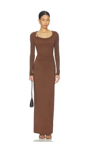 SNDYS. Ashley Scoop Neck Maxi Dress - Brown