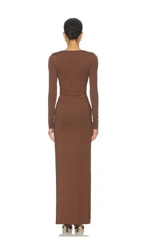SNDYS. Ashley Scoop Neck Maxi Dress - Brown