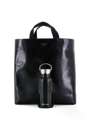 Prada Vertical Shopper Diamond Embossed Spazzolato Leather Medium Tote Bag