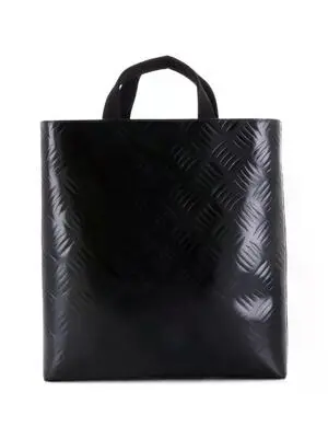 Prada Vertical Shopper Diamond Embossed Spazzolato Leather Medium Tote Bag