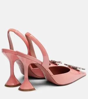 Amina Muaddi Begum 95 Patent Leather Slingback Pumps - Pink