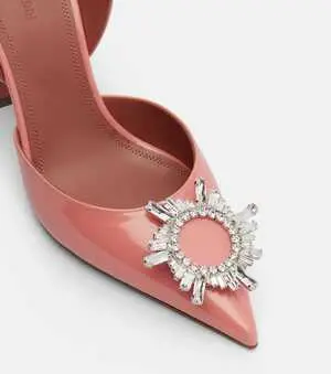 Amina Muaddi Begum 95 Patent Leather Slingback Pumps - Pink