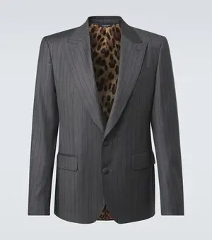 Dolce & Gabbana Pinstripe Virgin Wool Blazer - Grey