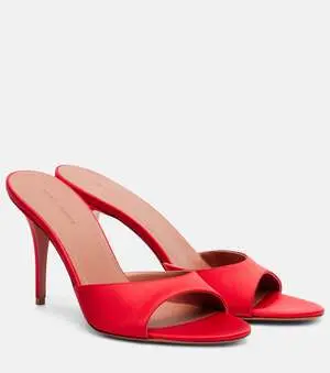 Amina Muaddi Elodie 90 Satin Mules - Red