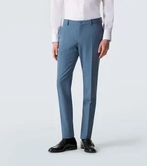 Dolce & Gabbana Virgin Wool Straight Trousers - Blue