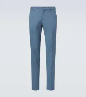 Dolce & Gabbana Virgin Wool Straight Trousers - Blue