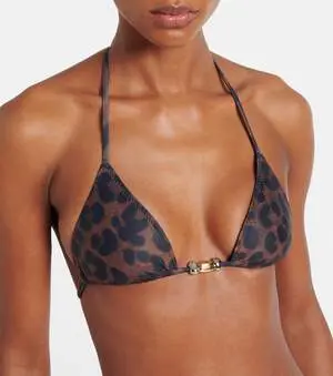 SAME Name Beaded Printed Bikini Top