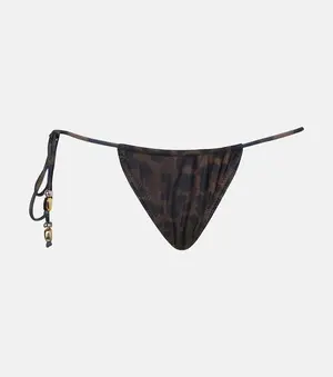 SAME Beaded Printed Bikini Bottom - Brown