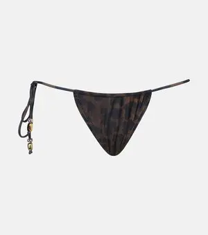 SAME Beaded Printed Bikini Bottom - Brown