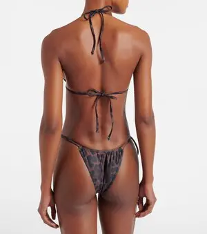 SAME Beaded Printed Bikini Bottom - Brown