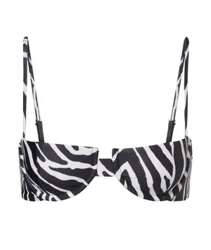 SAME Zebra-print Bikini Top - Black