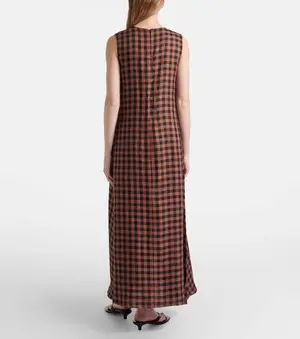 Asceno Tallin Gingham Linen Maxi Dress