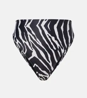 SAME Zebra-print High-rise Bikini Bottoms - Black