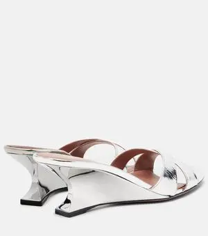 Paris Texas Nina 50 Metallic Leather Wedges - Silver