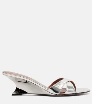 Paris Texas Nina 50 Metallic Leather Wedges - Silver