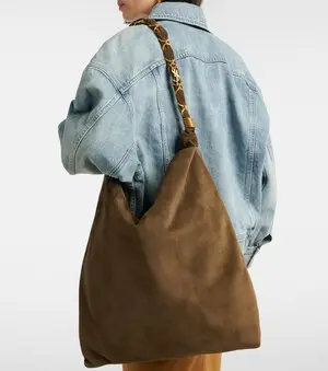 Saint Laurent Amalia Suede Shopper - Brown