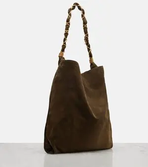 Saint Laurent Amalia Suede Shopper - Brown