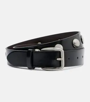 Nour Hammour Studded Leather Belt - Black