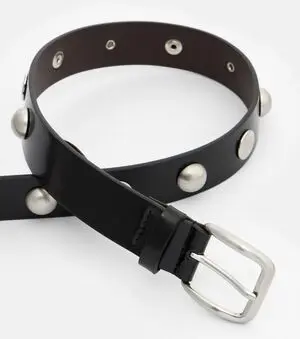 Nour Hammour Studded Leather Belt - Black