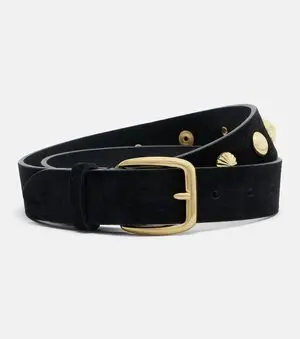 Nour Hammour Eden Studded Suede Belt - Black