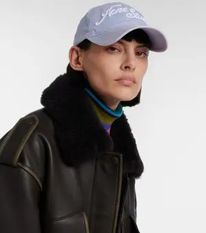 Acne Studios Logo Denim Baseball Cap - Blue