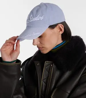 Acne Studios Logo Denim Baseball Cap - Blue