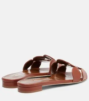 Manolo Blahnik Haribalmuflat Leather Slides - Brown