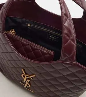 Saint Laurent Icare Medium Quilted Leather Tote - Burgundy