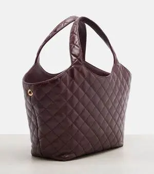 Saint Laurent Icare Medium Quilted Leather Tote - Burgundy