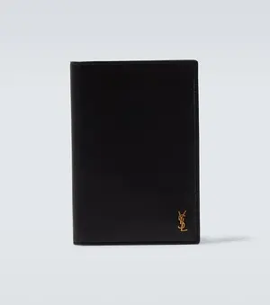 Saint Laurent Cassandre Leather Passport Holder - Black