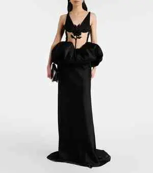 David Koma Embroidered Peplum Gown