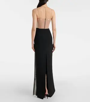 David Koma Sequined Paneled Bustier Gown