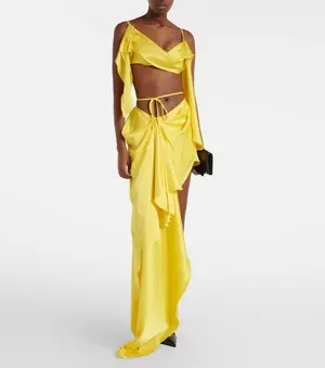 David Koma Draped Satin Top And Skirt Set