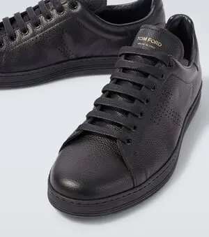 TOM FORD Warwick Perforated Leather Lace-up Sneakers - Black