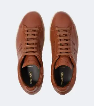 TOM FORD Warwick Perforated Leather Sneakers - Brown