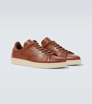 TOM FORD Warwick Perforated Leather Sneakers - Brown