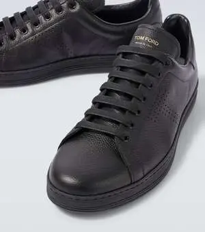 TOM FORD Warwick Perforated Leather Sneakers - Black