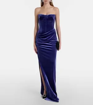 Alex Perry Draped Velvet Bustier Gown
