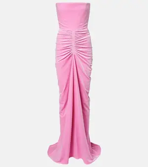 Alex Perry Ruched Velvet Bustier Gown