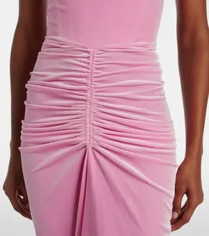 Alex Perry Ruched Velvet Bustier Gown