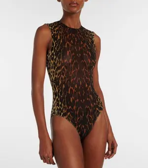 Alex Perry Leopard-print Mesh Bodysuit