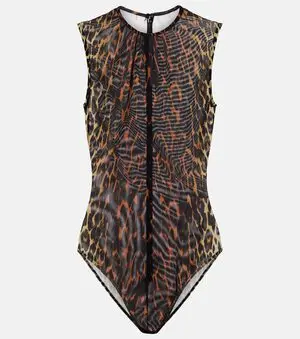 Alex Perry Leopard-print Mesh Bodysuit - Multicoloured