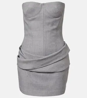 Alex Perry Draped Bustier Dress - Grey