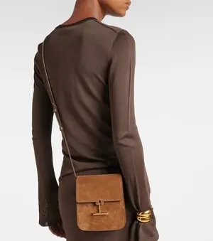 TOM FORD Tara Mini Suede Crossbody Bag - Brown