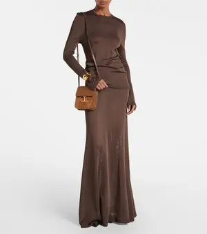TOM FORD Tara Mini Suede Crossbody Bag - Brown