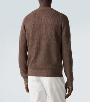 Brunello Cucinelli Ribbed-knit Linen And Cotton Polo Sweater