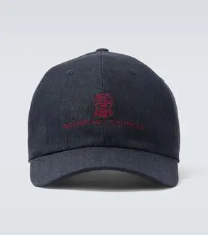 Brunello Cucinelli Embroidered Linen Baseball Cap