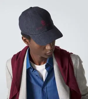 Brunello Cucinelli Embroidered Linen Baseball Cap