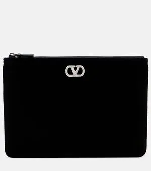 Valentino Garavani Vlogo Velvet Pouch - Black